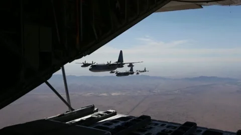 View from aircraft ramp of C-130 Hercule... | Stock Video | Pond5