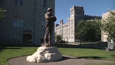 View and statue of historic West Point M... | Stock Video | Pond5