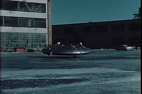 View of avrocar takes the test flight - ... | Stock Video | Pond5