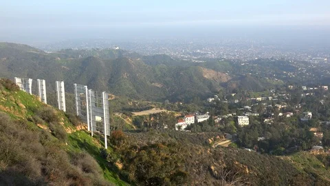 View of the back side of Hollywood Sign ... | Stock Video | Pond5
