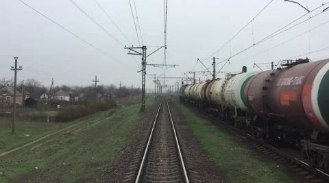 View from back of wagon train on track a... | Stock Video | Pond5
