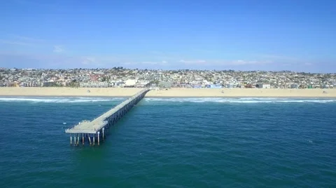 View of Beach Town with Dock From Beach ... | Stock Video | Pond5