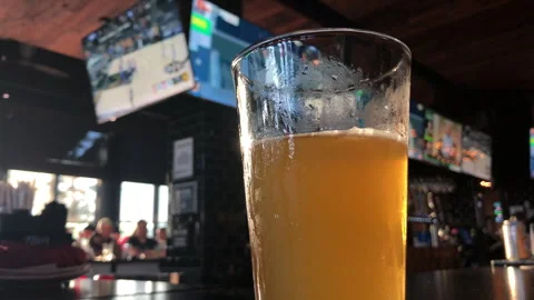 View of Beer Glass Typical Bar and Grill... | Stock Video | Pond5