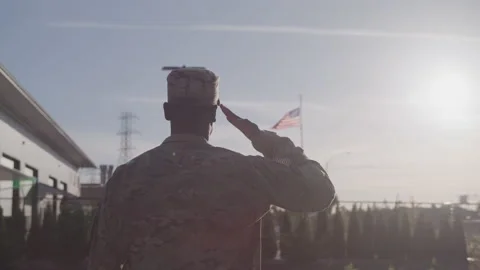 View From Behind of an Army Soldier Salu... | Stock Video | Pond5