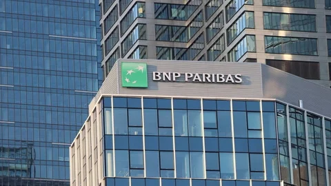 View of BNP Paribas bank logotype at the... | Stock Video | Pond5