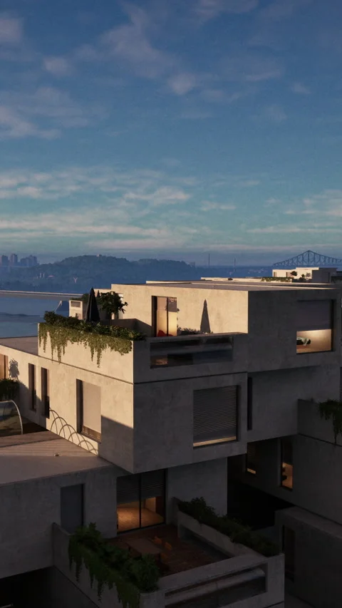 View of Body of Water From High Rise Bui... | Stock Video | Pond5