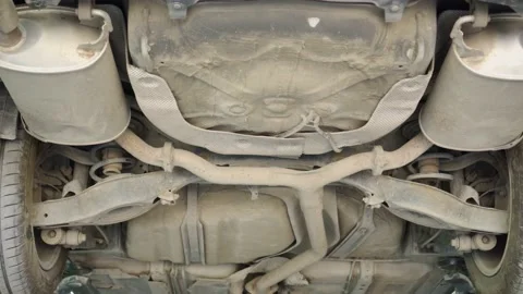 View of the bottom of a car suspended on... | Stock Video | Pond5