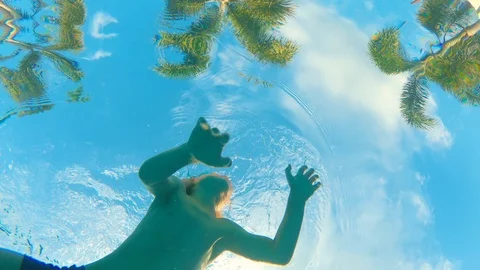 View from a bottom of a swimming pool on... | Stock Video | Pond5