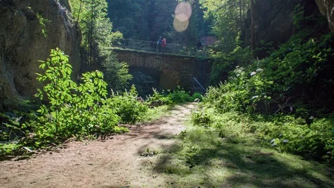 View Of Bridge From Path At Huda Luknja ... | Stock Video | Pond5