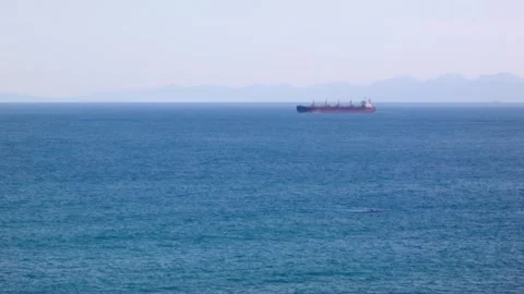 View of a Bulk Cargo Ship slowly moving ... | Stock Video | Pond5
