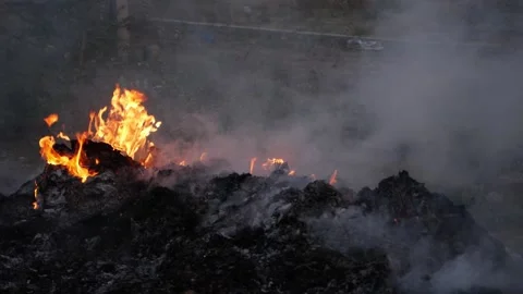 View of burning plastic waste causing ai... | Stock Video | Pond5