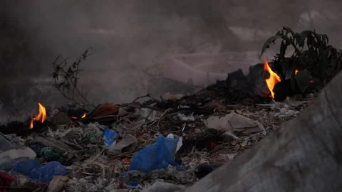 View of burning plastic waste causing ai... | Stock Video | Pond5