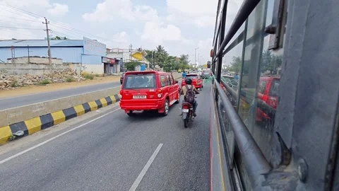 A view from the bus window shows overtak... | Stock Video | Pond5