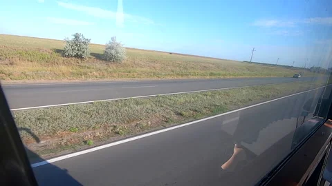 View from bus window View fields trees b... | Stock Video | Pond5