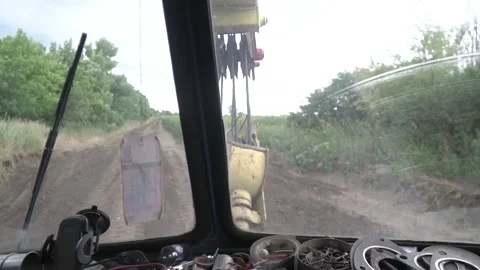 View from the cabin of an excavator with... | Stock Video | Pond5