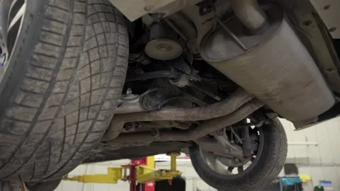 The view of car underside lifted on a hy... | Stock Video | Pond5