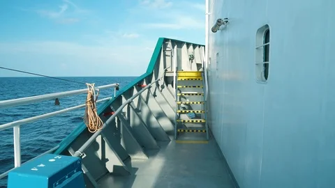 View from cargo ship deck to open sea. v... | Stock Video | Pond5