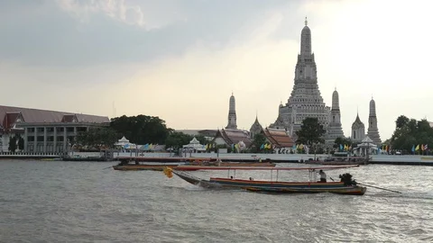 View of Chao Phraya river with boats and... | Stock Video | Pond5