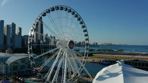 view of Chicago skyline flying counter c... | Stock Video | Pond5