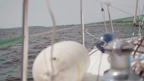 View of choppy water of reservoir from y... | Stock Video | Pond5