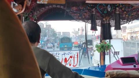 View Of City Inside Of A Bus In Lahore, ... | Stock Video | Pond5