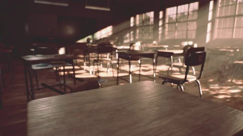 View to classroom with tables and small ... | Stock Video | Pond5
