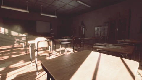 View to classroom with tables and small ... | Stock Video | Pond5