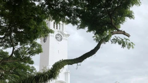 view up to clock tower colonial architec... | Stock Video | Pond5