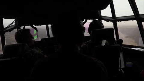 View from cockpit of C-130 Hercules in f... | Stock Video | Pond5