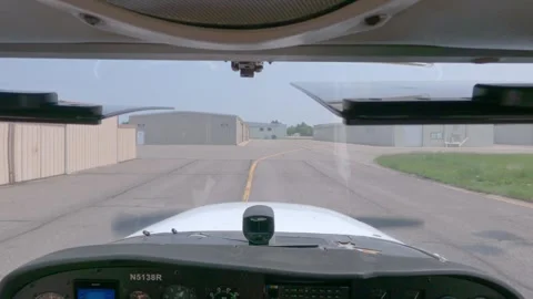 View from the cockpit of a Cessna 172 ta... | Stock Video | Pond5