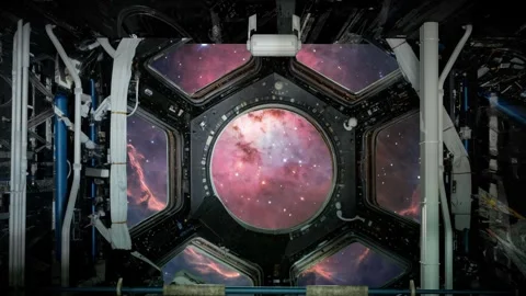 View from the cockpit window of the ISS ... | Stock Video | Pond5