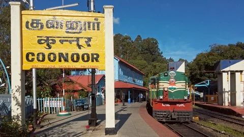 View of Coonoor train station, as part o... | Stock Video | Pond5