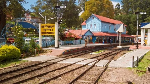 View of Coonoor train station, as part o... | Stock Video | Pond5