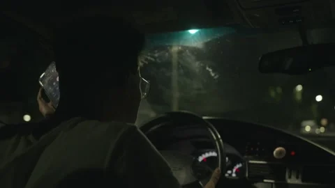 View of dashboard lights and driver in g... | Stock Video | Pond5