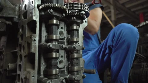 View of disassembled car engine. hands o... | Stock Video | Pond5