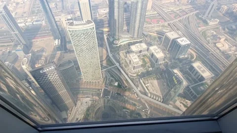 View of Dubai towers from inside Burj Kh... | Stock Video | Pond5