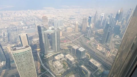 View of Dubai towers from inside Burj Kh... | Stock Video | Pond5