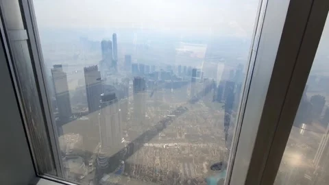 View of Dubai towers from inside Burj Kh... | Stock Video | Pond5