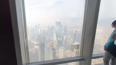 View of Dubai towers from inside Burj Kh... | Stock Video | Pond5