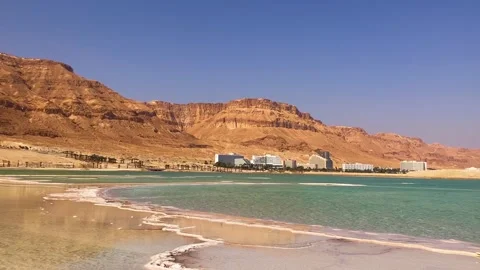View Ein Bokek resort on the Dead Sea in... | Stock Video | Pond5