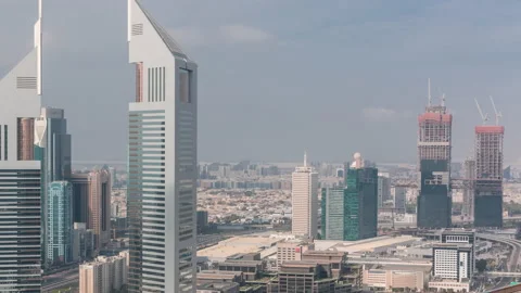 The view on Emirates Towers and Sheikh Z... | Stock Video | Pond5