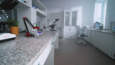 View of empty laboratory microbiologist ... | Stock Video | Pond5