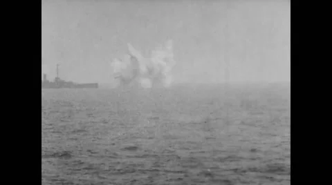 View of explosion near German battleship... | Stock Video | Pond5