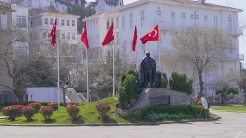 View of famous Turkish person statue and... | Stock Video | Pond5