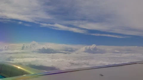 View in flight from the window porthole ... | Stock Video | Pond5