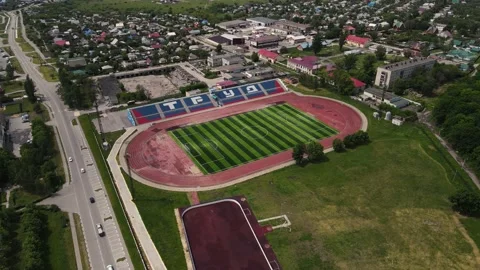 view of the football field from a bird's... | Stock Video | Pond5