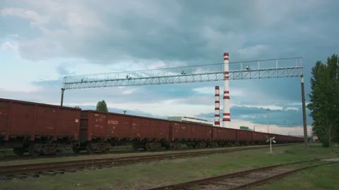 View of a freight train standing at the ... | Stock Video | Pond5