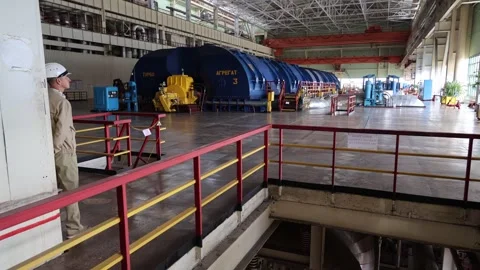 View of the generator room and the turbi... | Stock Video | Pond5