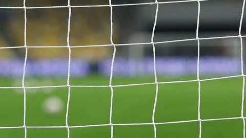 View of goal net with soccer pitch backg... | Stock Video | Pond5
