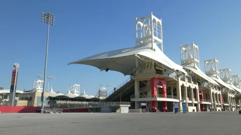View Of The Grandstand At The Bahrain In... | Stock Video | Pond5
